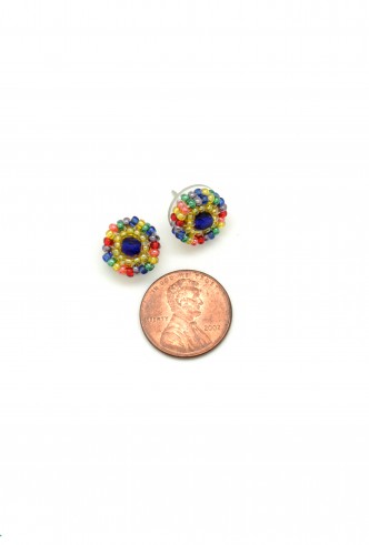 Rainbow Bead Stud Earrings